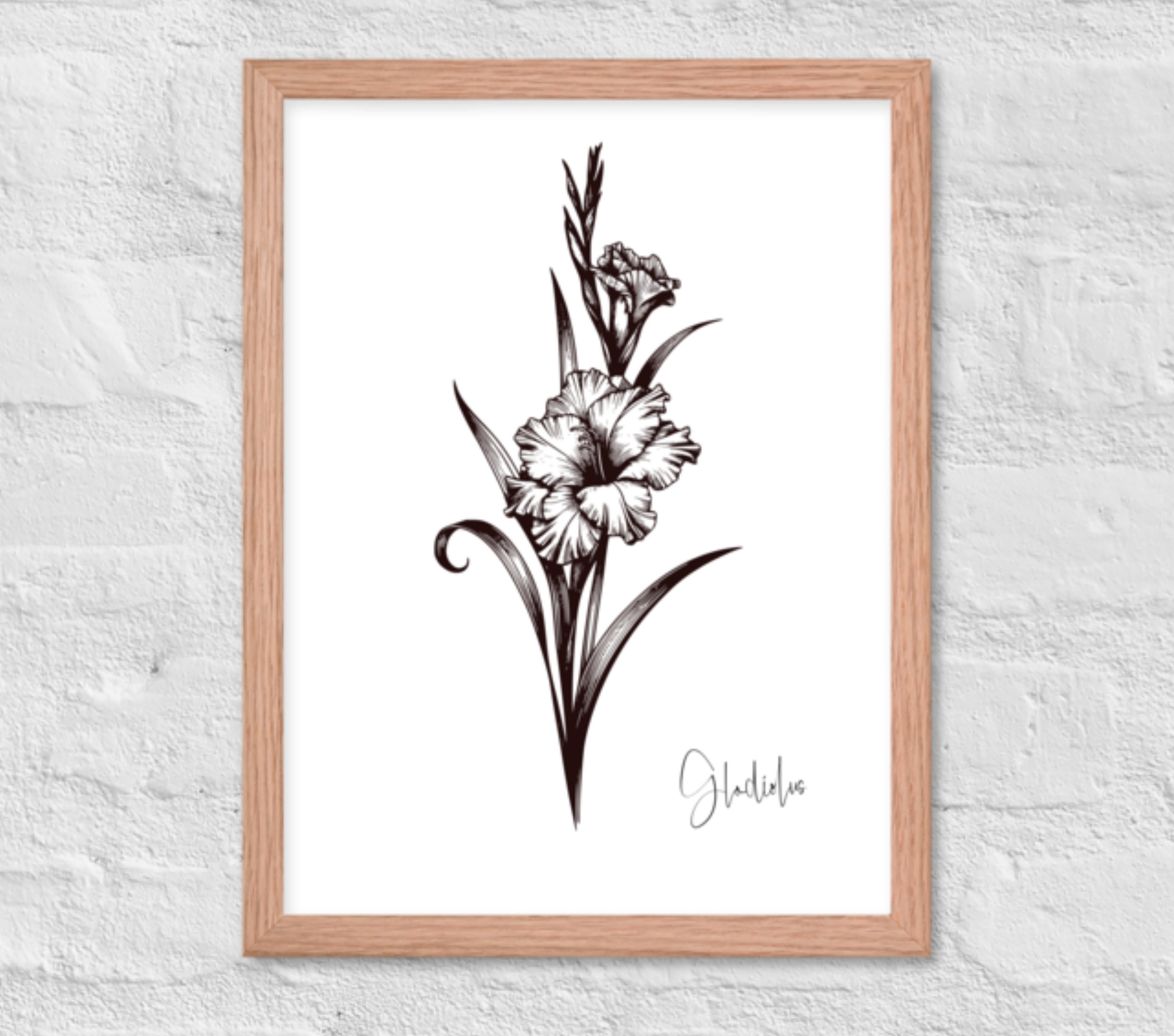Gladiolus Birth Flower Line Art Birth Month Flower August Flower ...