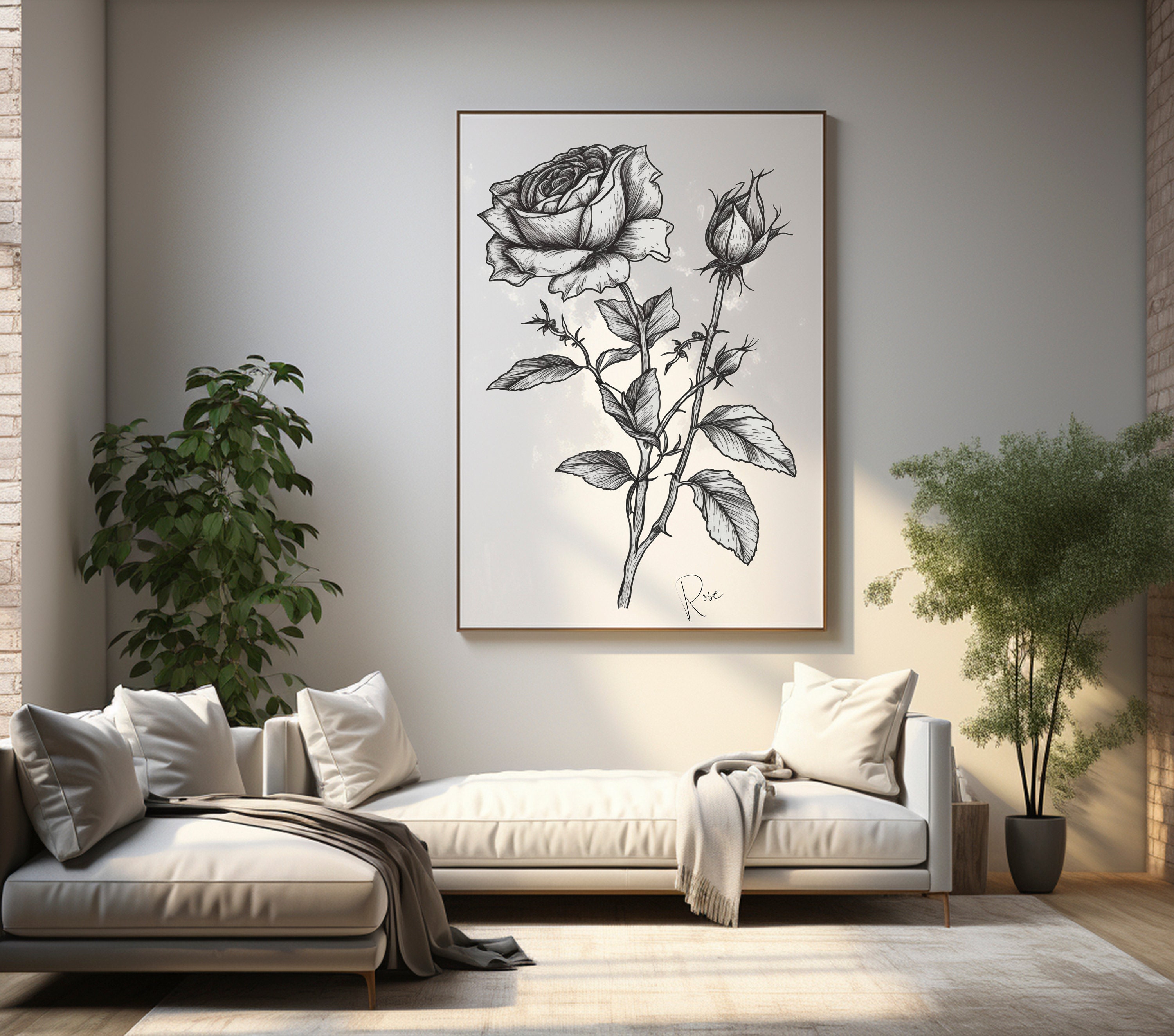 Rose Birth Flower Art Birth Month Flower Wall Art Birth Flower June ...