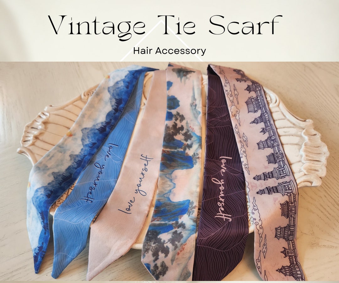 Vintage Ponytail Tie Scarf Hair Accessory Summer Elegant Self Tie ...