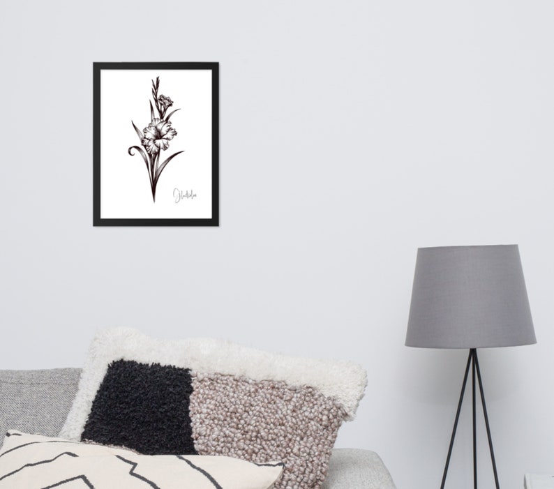 Gladiolus Birth Flower Line Art Birth Month Flower August Flower ...