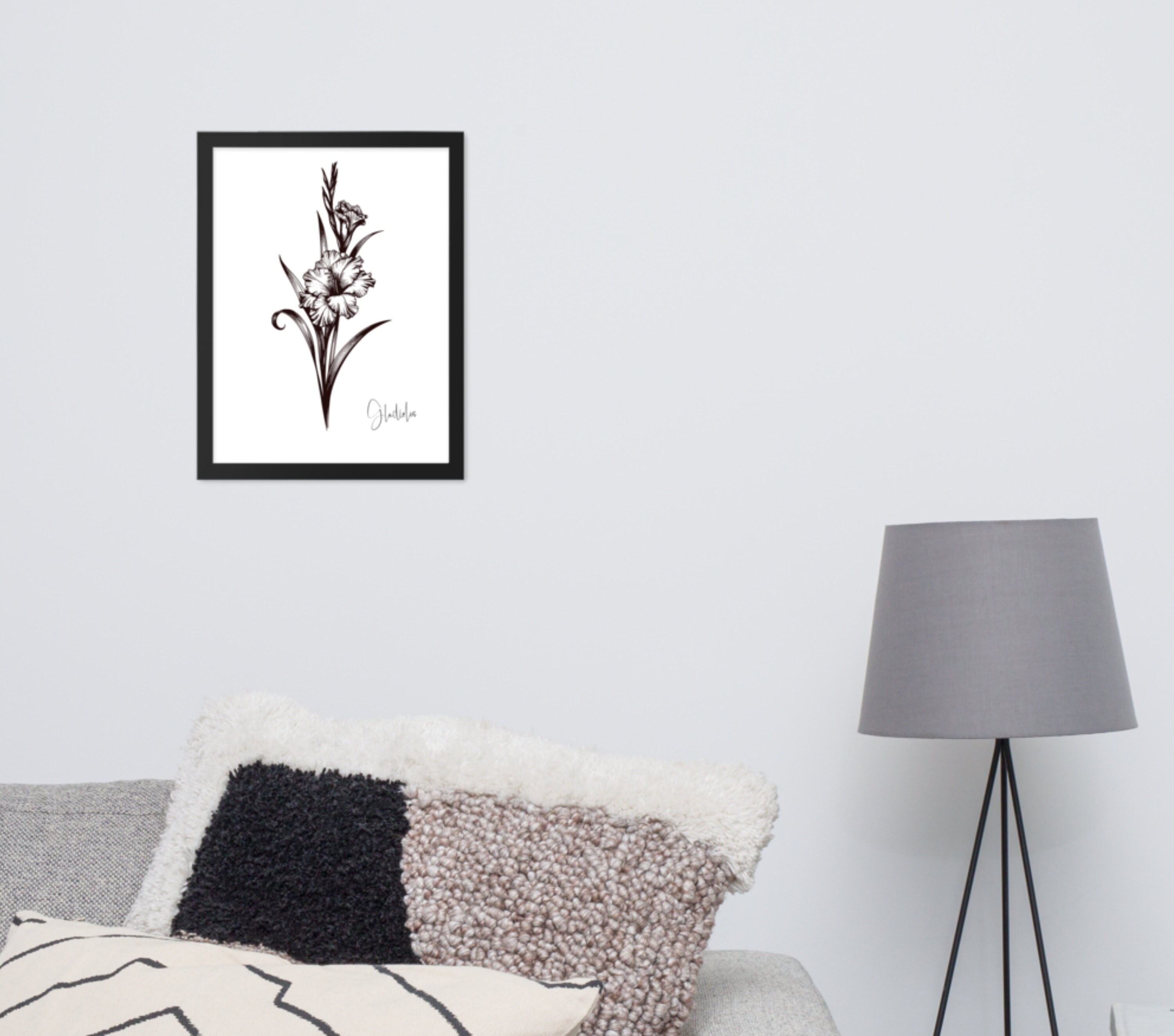 Gladiolus Birth Flower Line Art Birth Month Flower August Flower ...