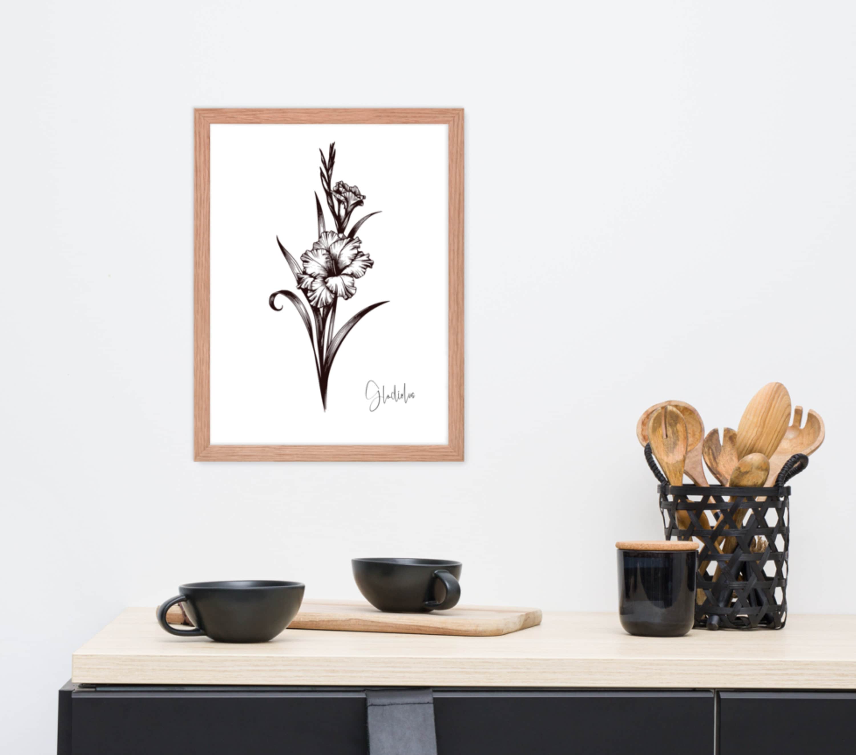 Gladiolus Birth Flower Line Art Birth Month Flower August Flower ...