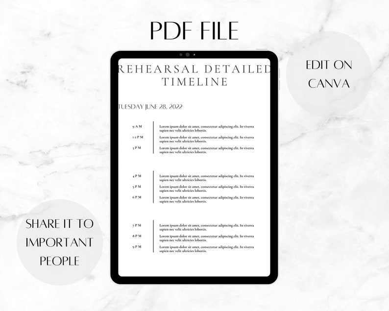 Digital Wedding Timeline Template, Wedding Schedule Itinerary Template ...