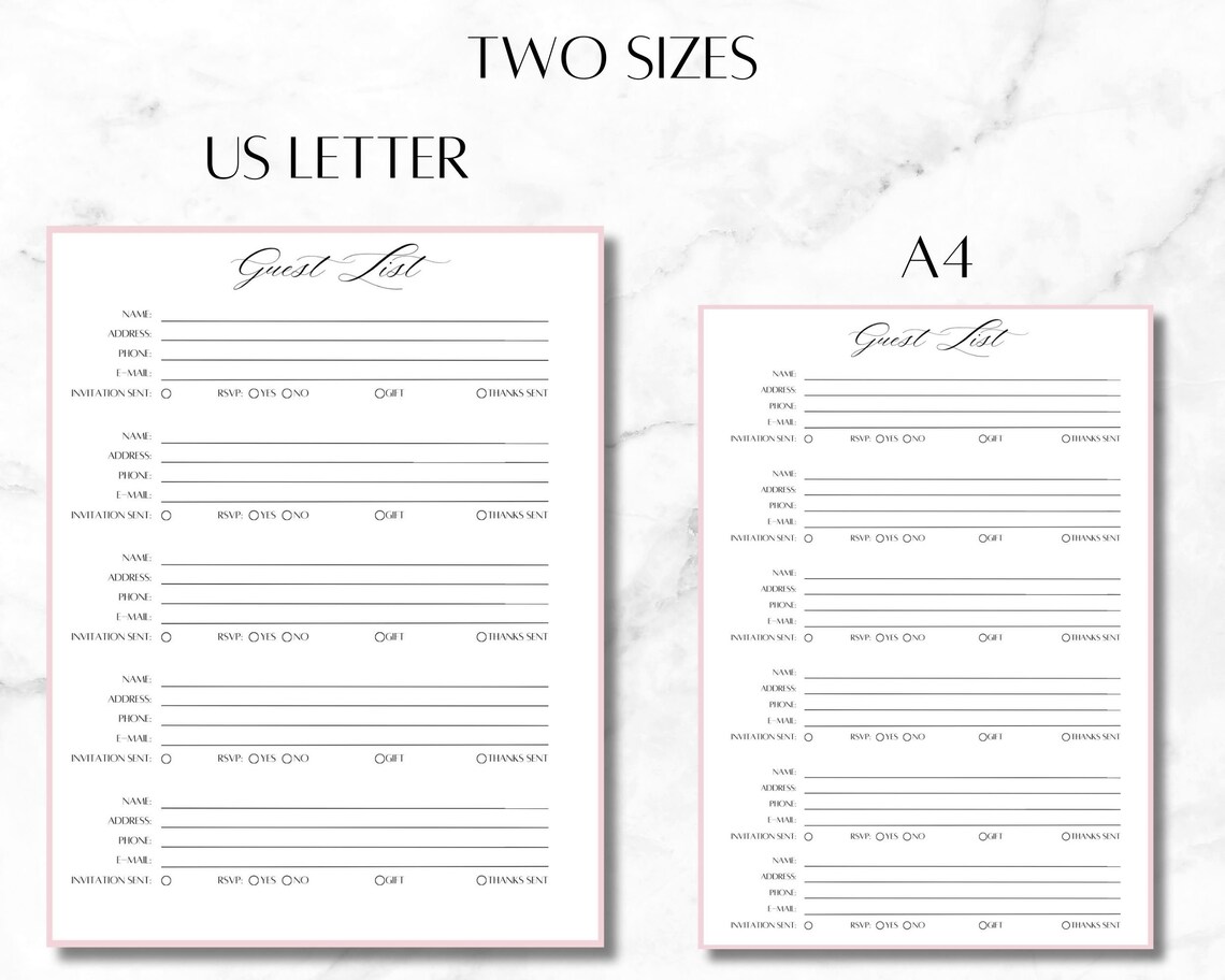 Printable Guest List Template | Printable Event Planner Log Template ...
