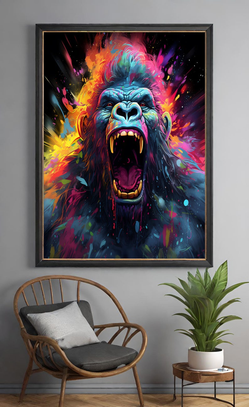 Gorilla Rage 1, Digital Art Print, AI Generated, Wall Art, Digital ...