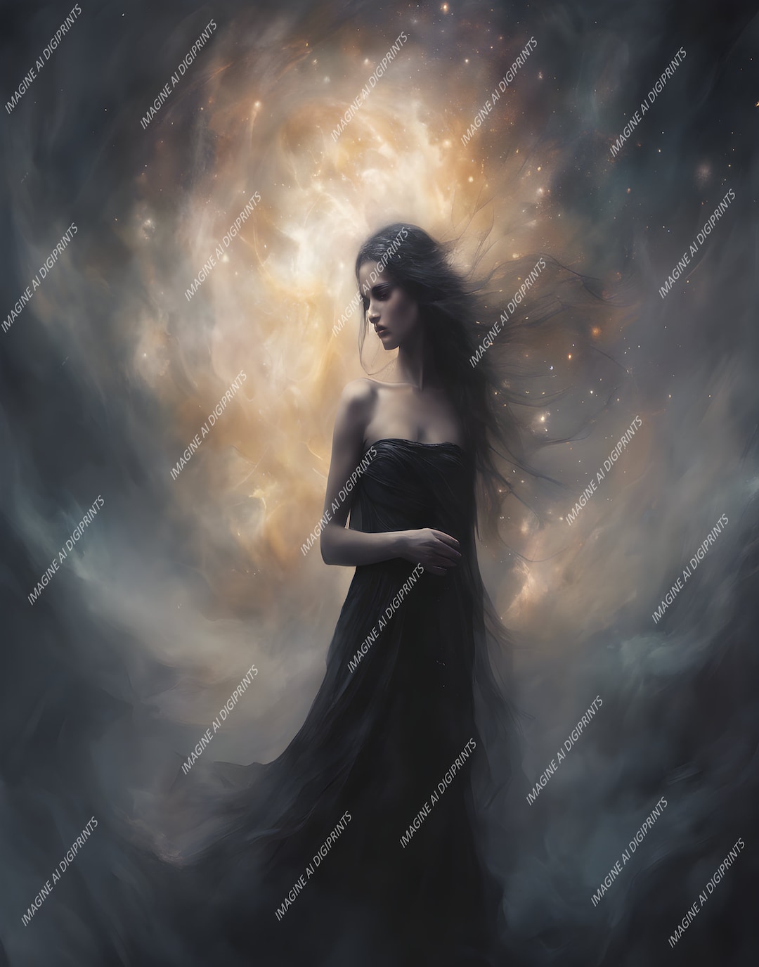 Starlight, Impressionist, Digital Art Print, AI Generated, Wall Art ...