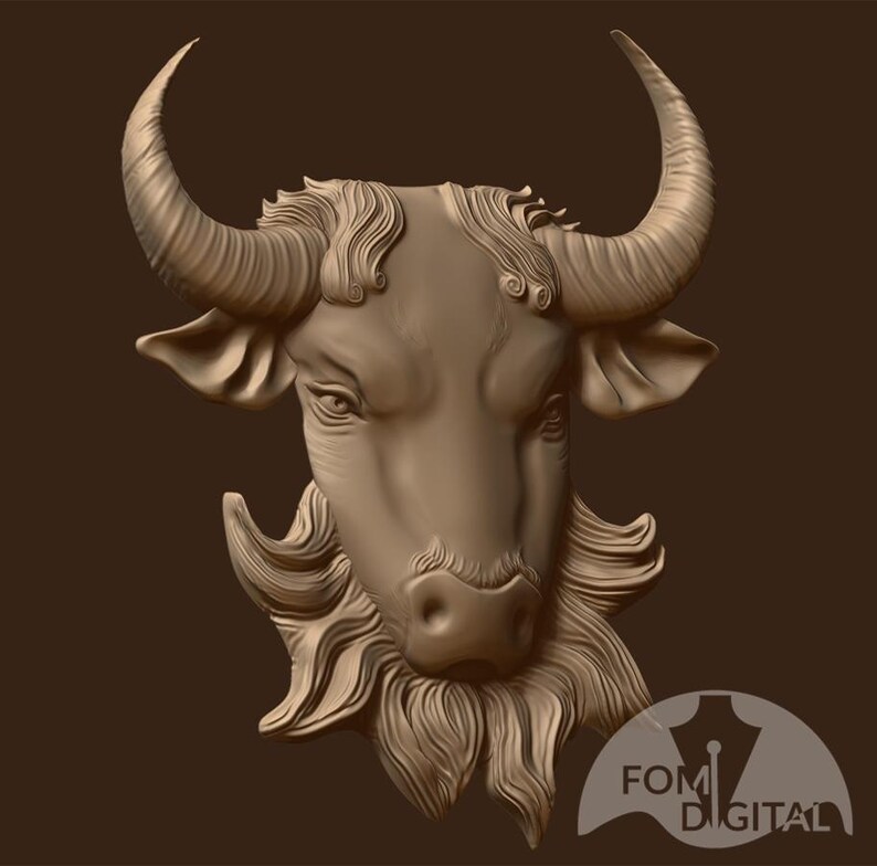 Bull 3d Stl File for CNC Milling Machine,3d Printing, Casting, Wood ...