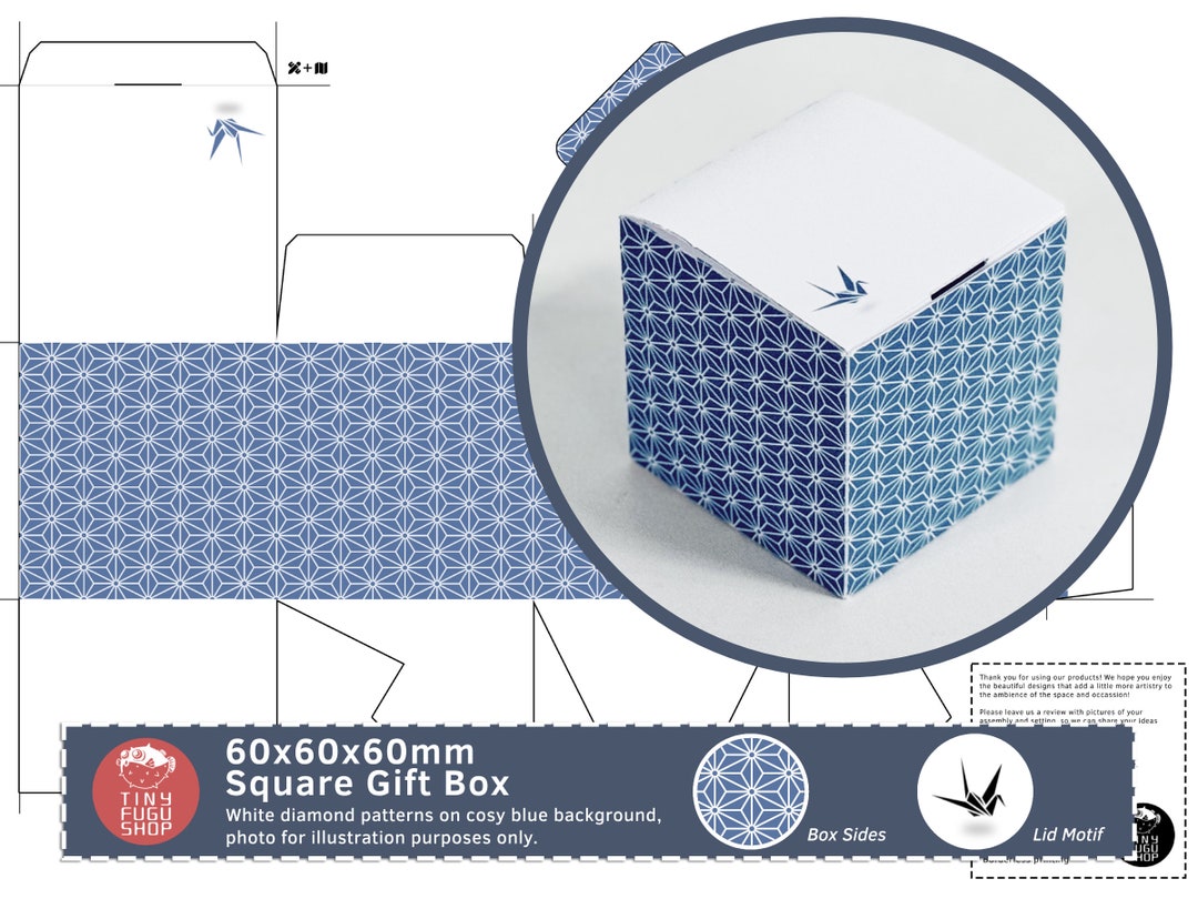 Japanese Style Design DIY Gift Box 60x60x60mm, Fits A4, Japanese Design ...