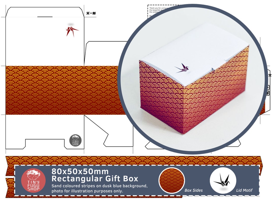 Japanese Style Design DIY Gift Box 80x50x50mm, Fits A4, Japanese Design ...