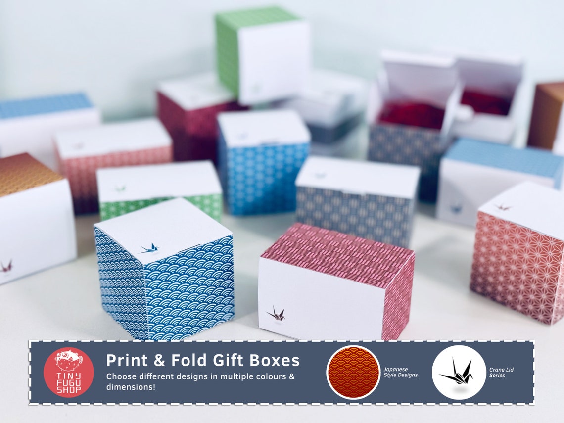 Japanese Style Design DIY Gift Box 60x60x60mm, Fits A4, Japanese Design ...