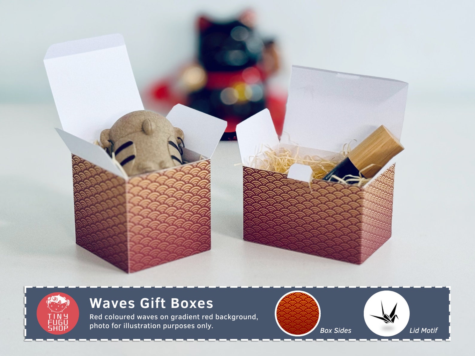 Japanese Style Design DIY Gift Box 80x50x50mm, Fits A4, Japanese Design ...
