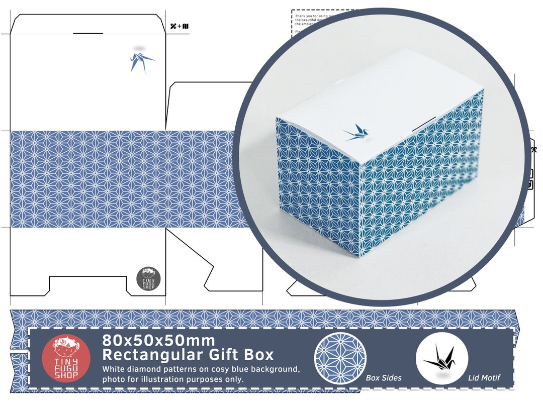 Japanese Style Design DIY Gift Box 80x50x50mm, Fits A4, Japanese Design ...