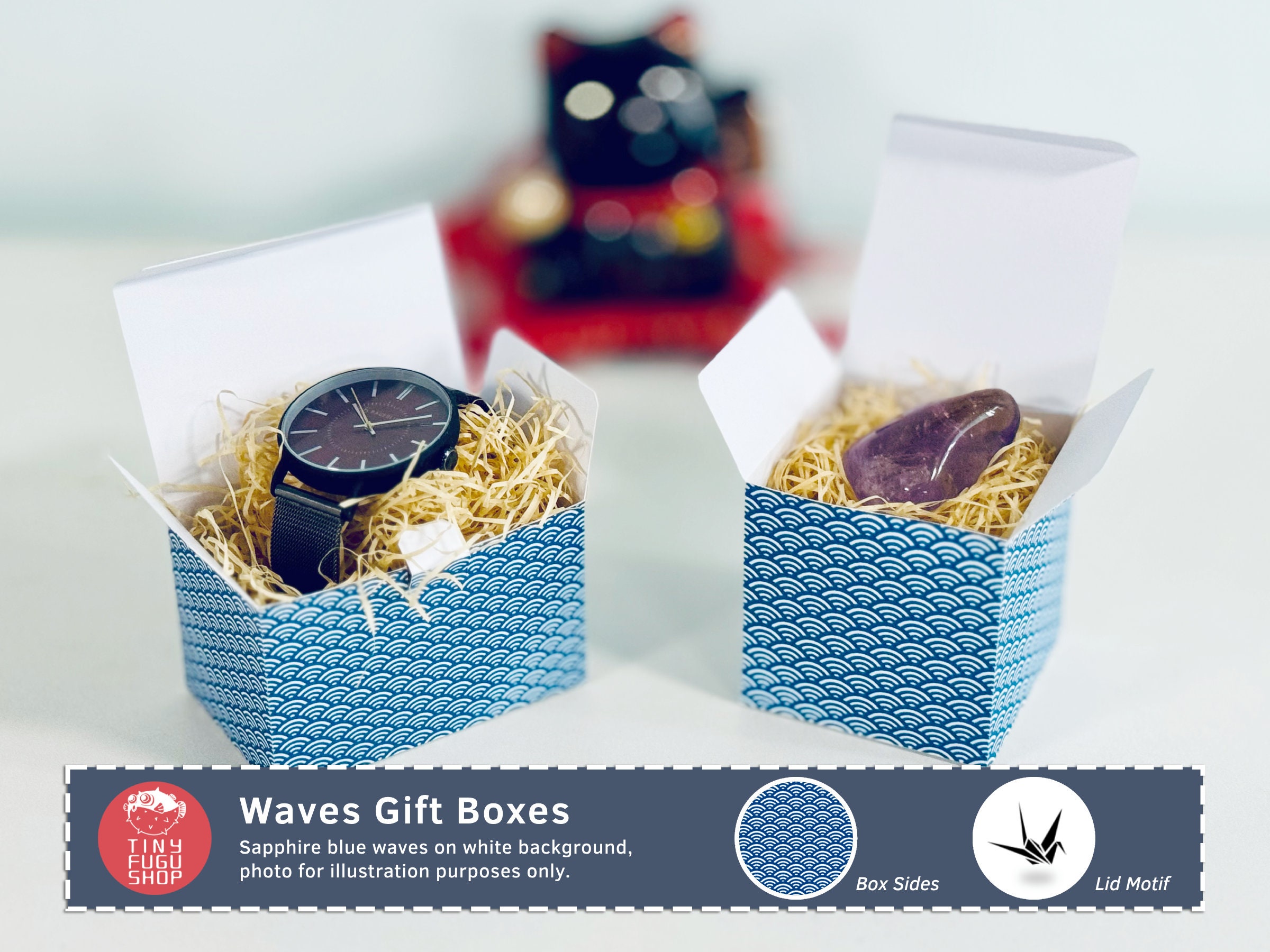 Japanese Style Design DIY Gift Box 80x50x50mm, Fits A4, Japanese Design ...