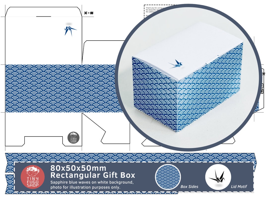 Japanese Style Design DIY Gift Box 80x50x50mm, Fits A4, Japanese Design ...