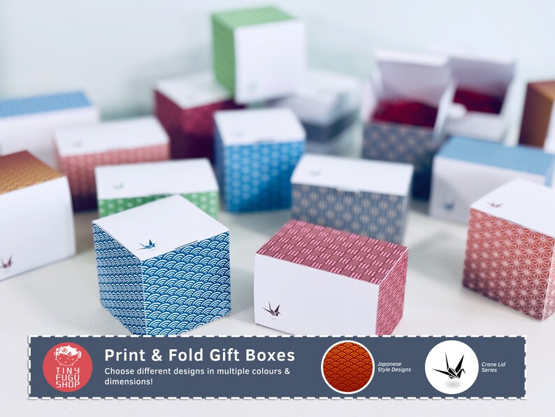 Japanese Style Design DIY Gift Box 80x50x50mm, Fits A4, Japanese Design ...