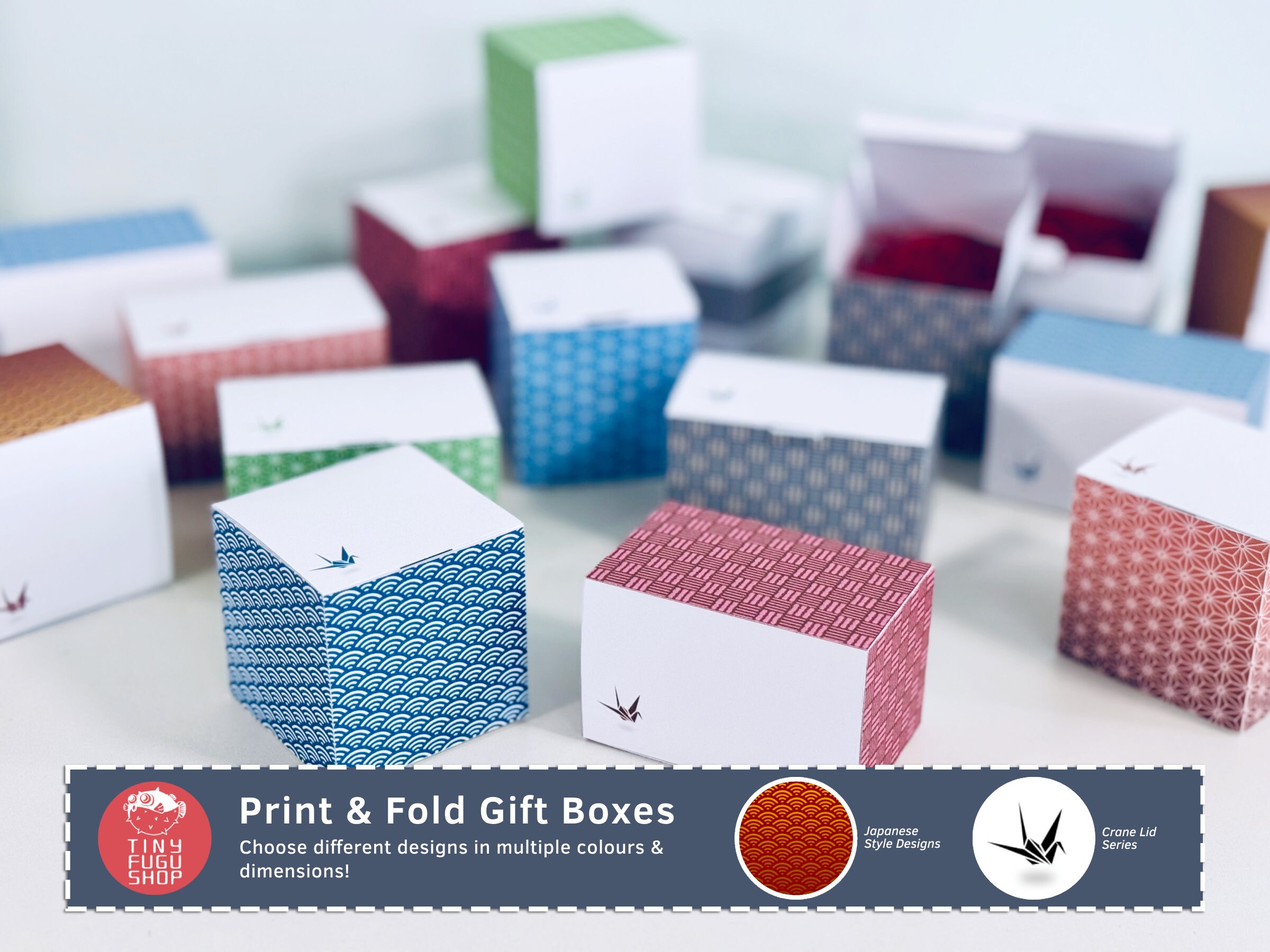 Japanese Style Design DIY Gift Box 80x50x50mm, Fits A4, Japanese Design ...