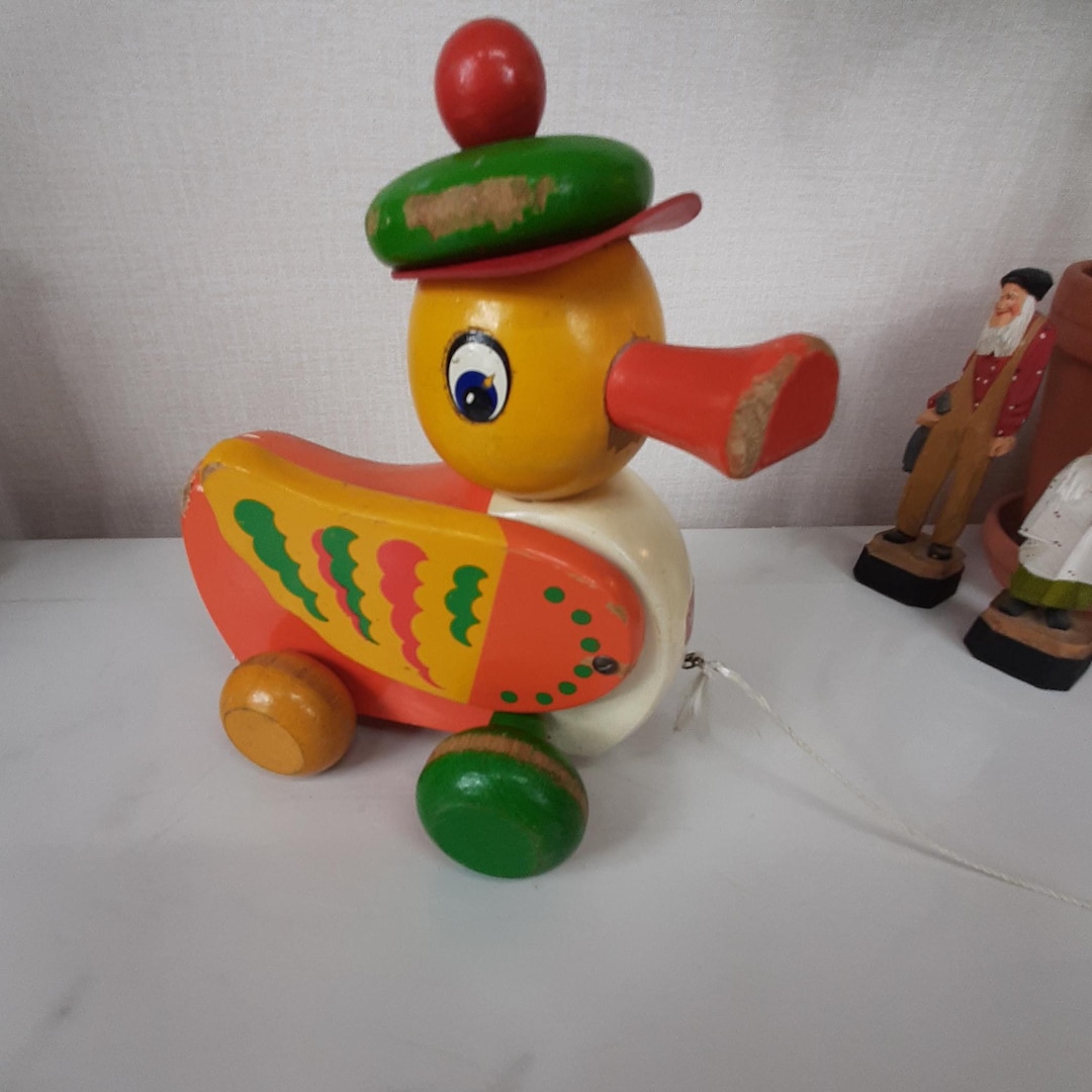 Vintage Walter Wooden Duck Toy - Etsy