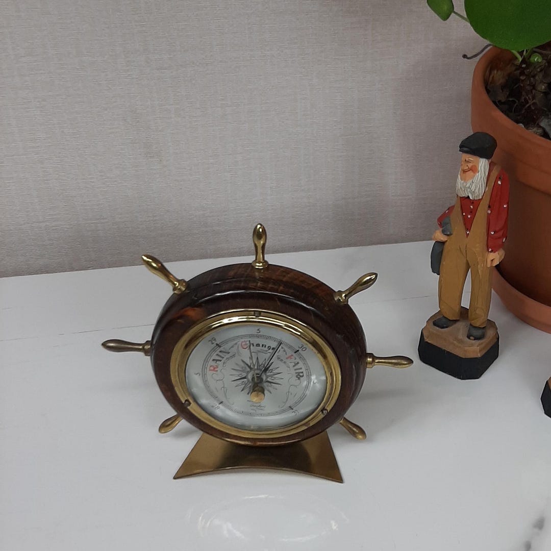 Vintage Fischer Ship Wheel Barometer - Etsy