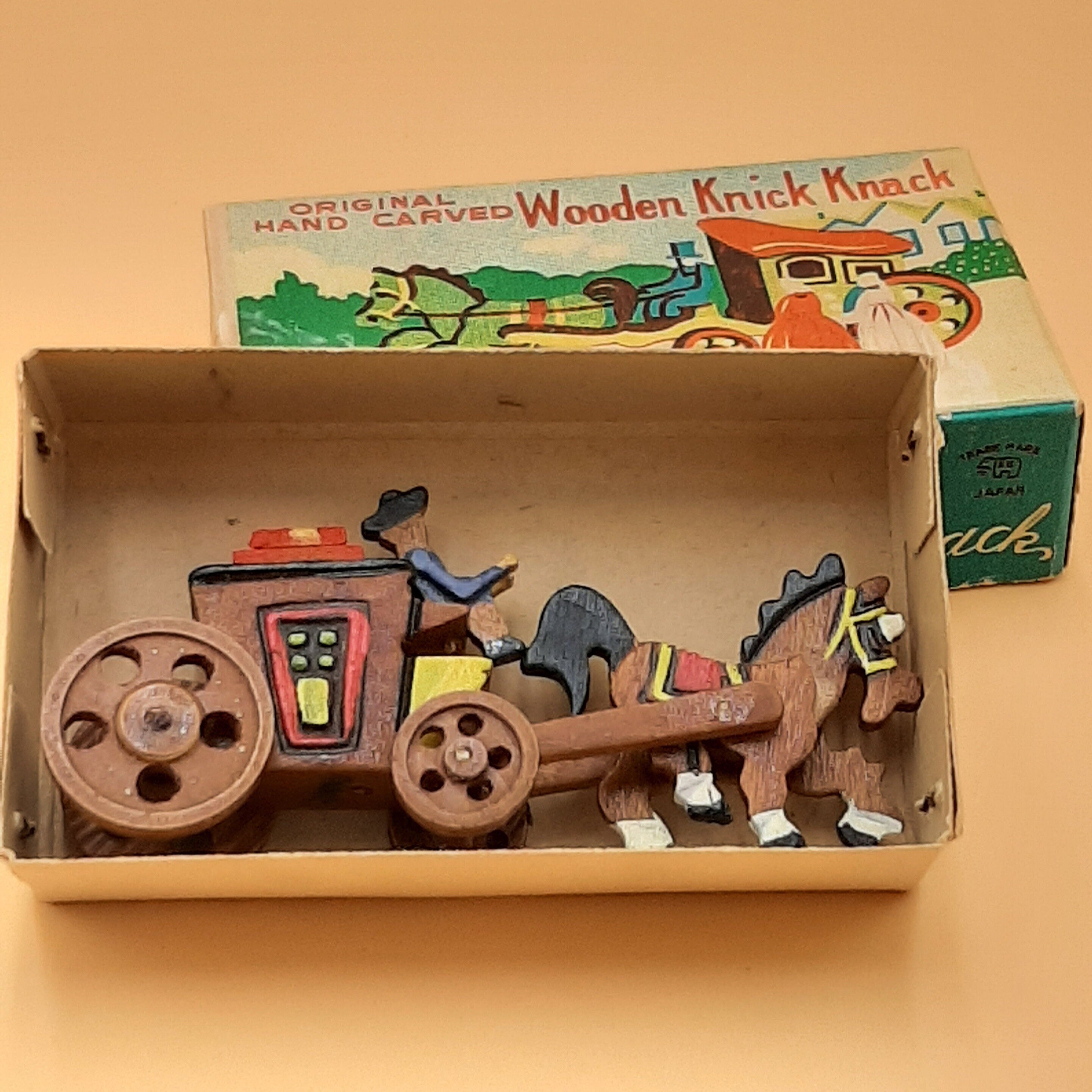 Miniature Painted Wooden Horse & Carriage - Etsy