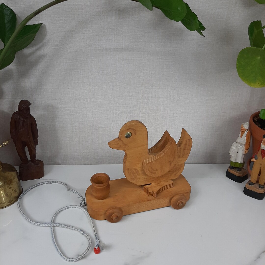 Handcrafted Wooden Duck Pull Toy - Etsy