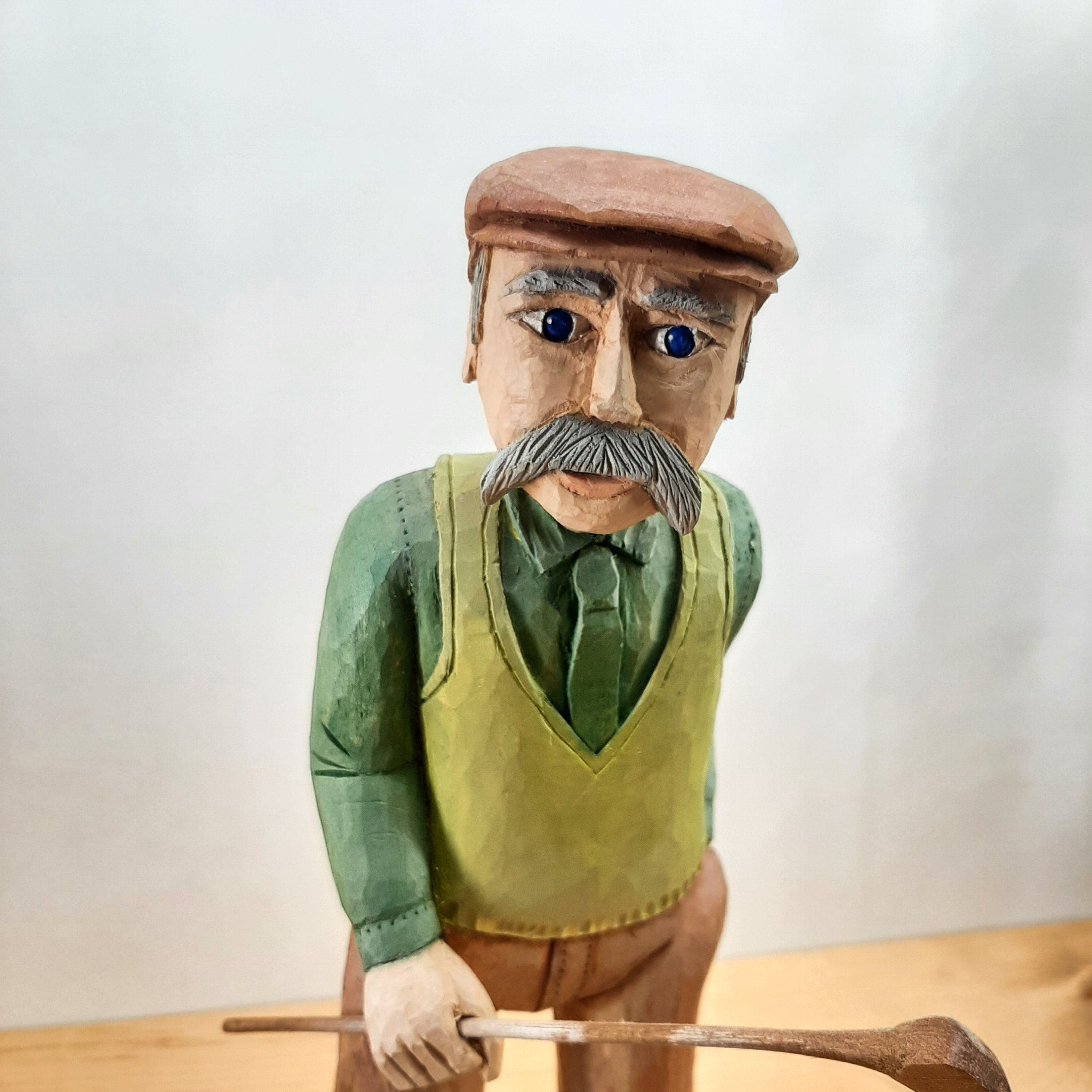 Unique Painted Golfer Wood Carving - Etsy