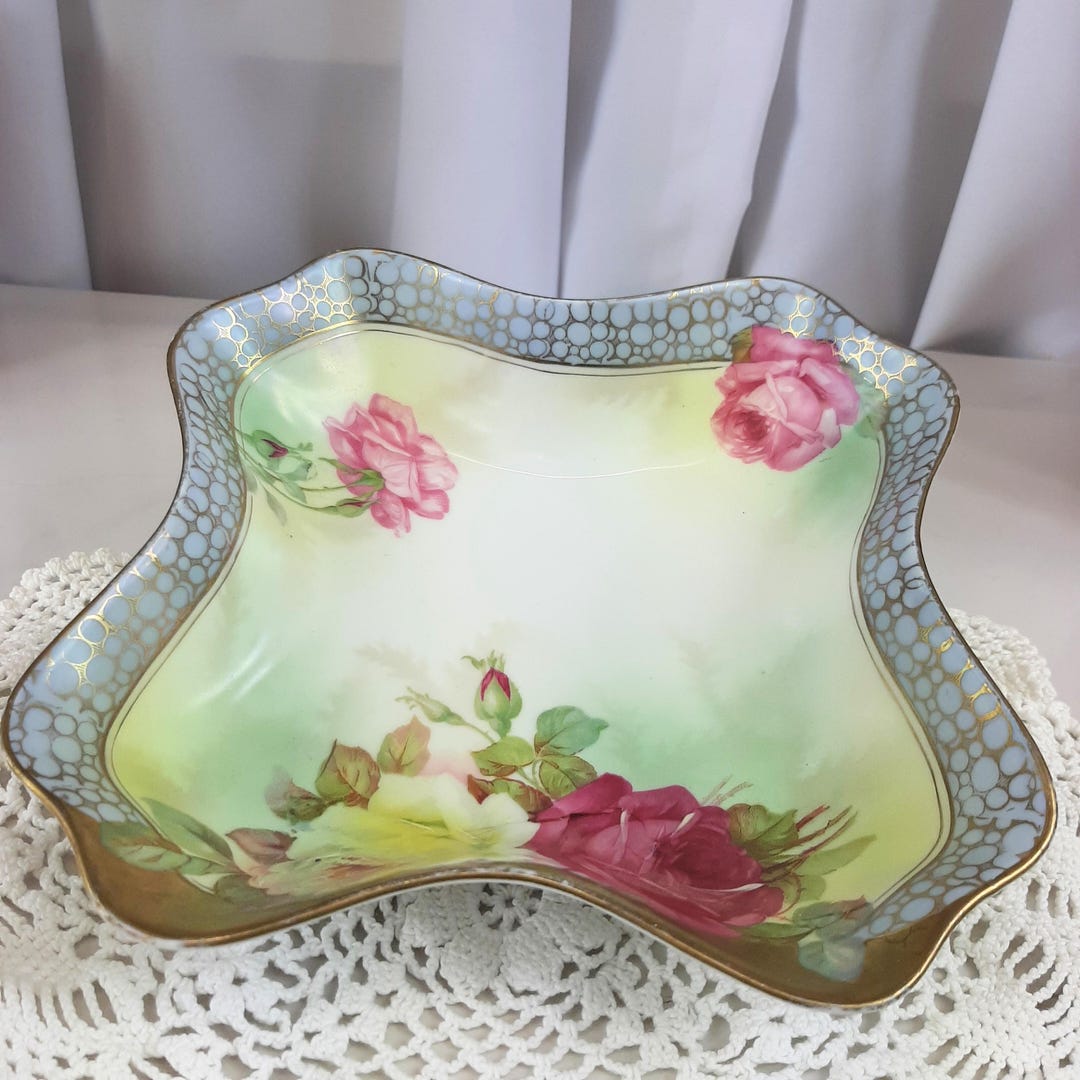 Antique Hand-painted Roses Ceramic Dish - Etsy