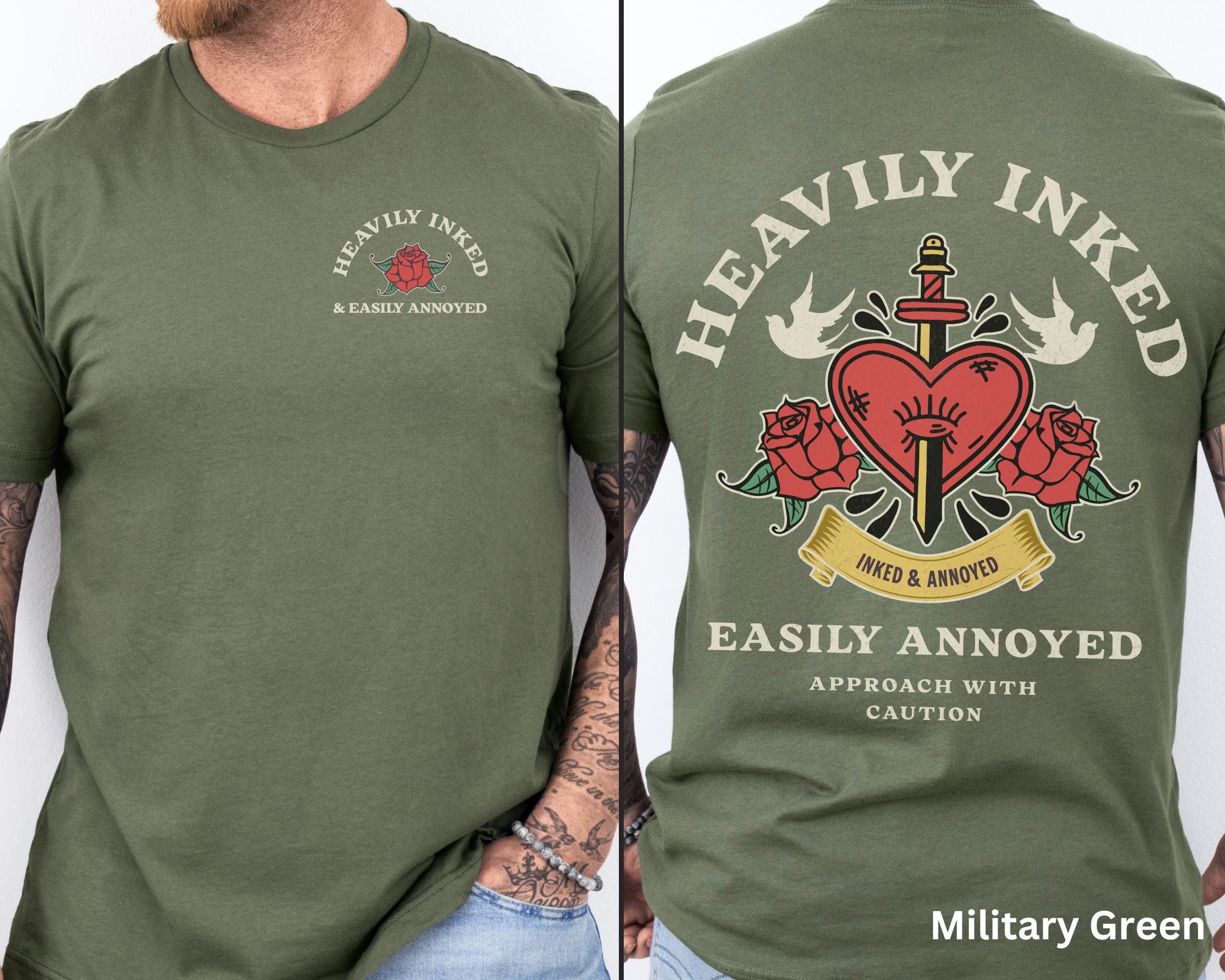Heavily Inked and Easily Annoyed T-shirt, Approach With Caution Tattoo ...