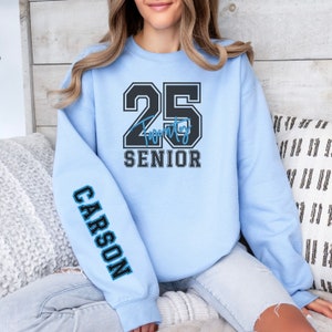 Personalized Senior Sweatshirt, Class of 2025 Crewneck, Sleeve Print ...