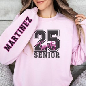 Personalized Senior Sweatshirt, Class of 2025 Crewneck, Sleeve Print ...