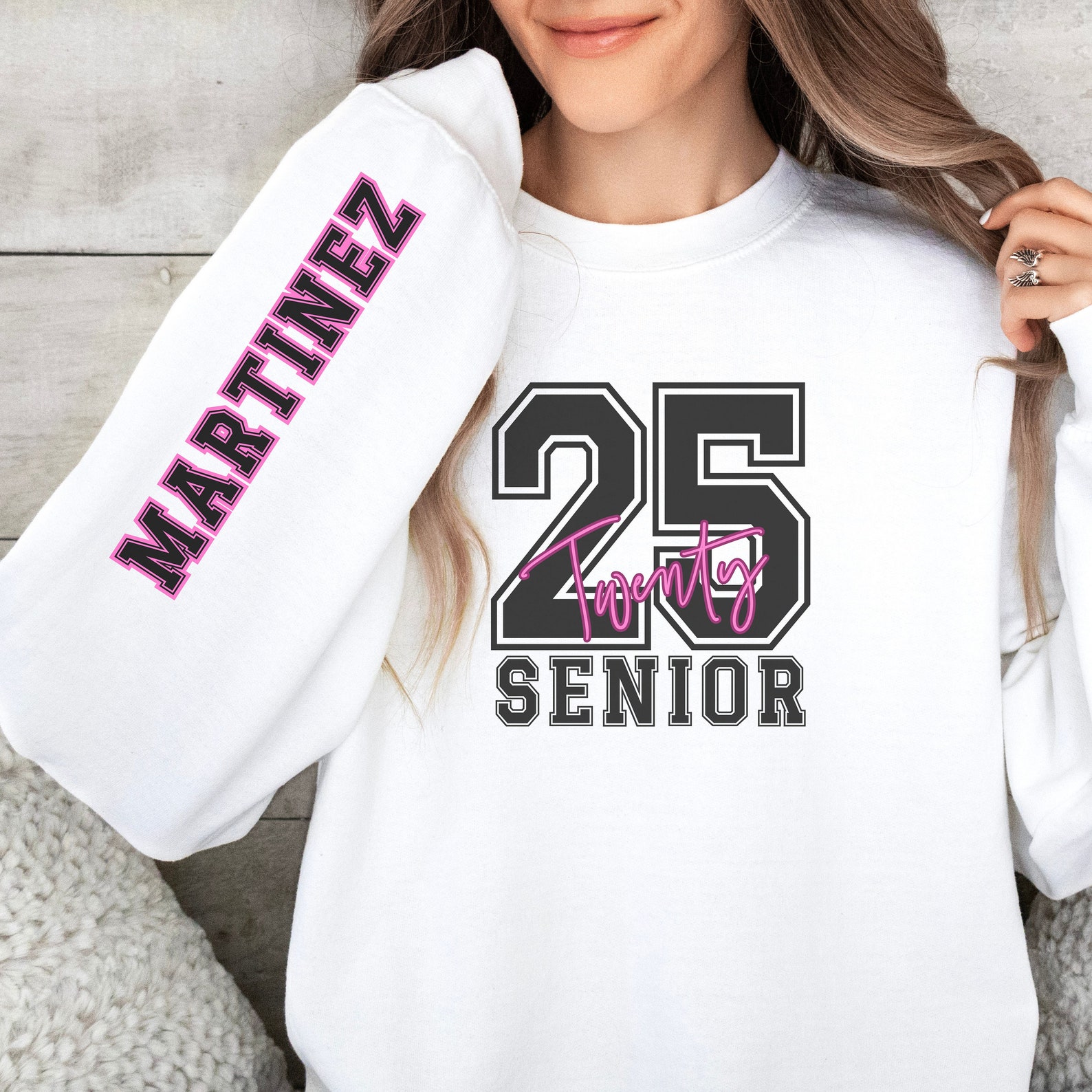 Personalized Senior Sweatshirt, Class of 2025 Crewneck, Sleeve Print ...