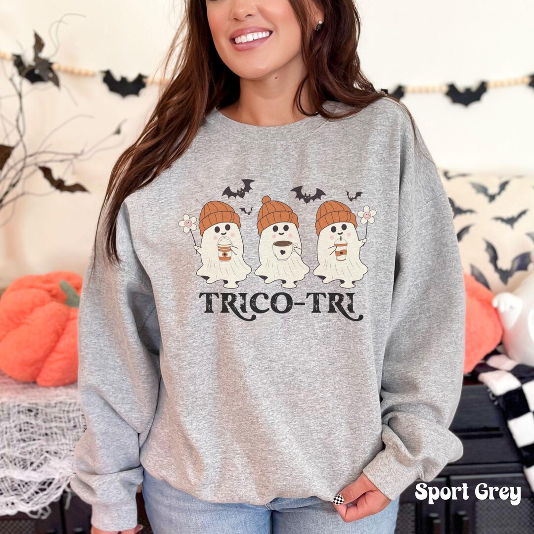 Trico Tri Ghost Coffee Crewneck Sweatshirt, Spanish Halloween Shirt ...