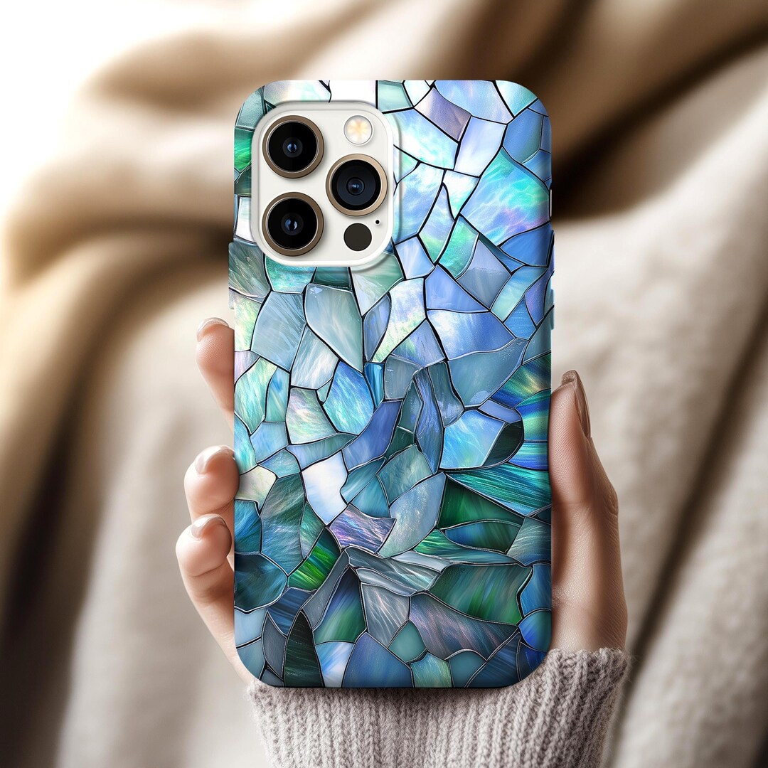 Northern Lights Stained Glass Phone Case, Faux Stained Glass Mosaic ...