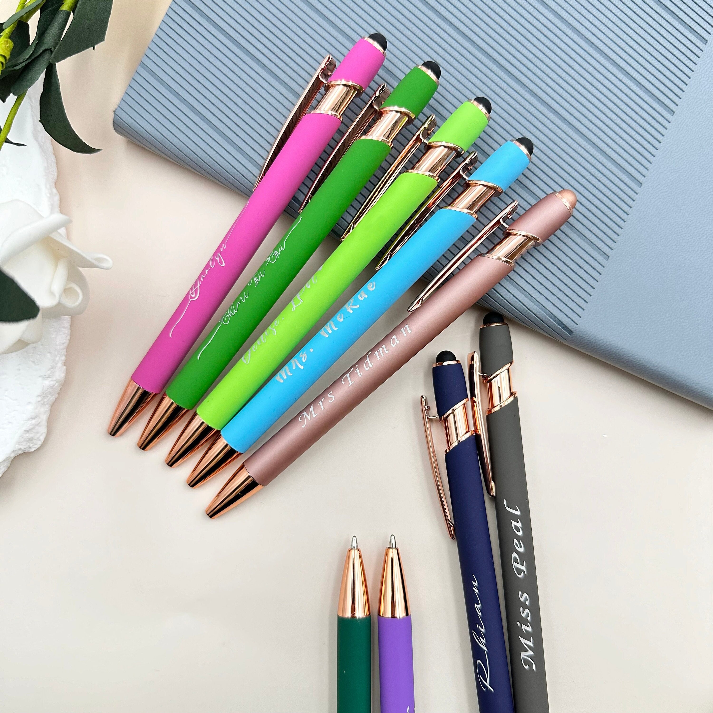 Personalised Pen Christmas Gift, Custom Engraved Soft Touch Pens, Gift ...