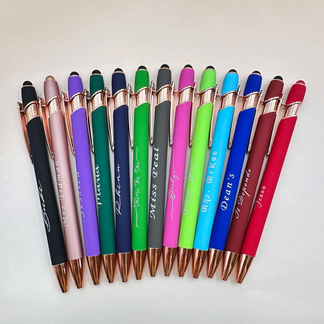 Personalised Pen Christmas Gift, Custom Engraved Soft Touch Pens, Gift ...