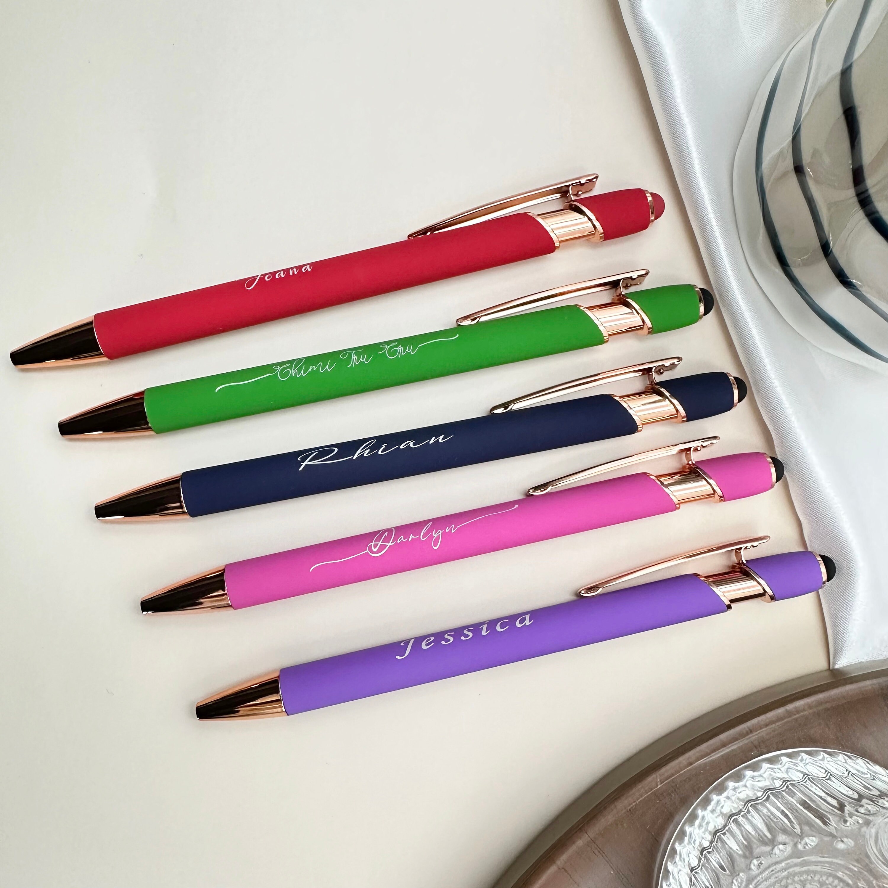 Personalised Pen Christmas Gift, Custom Engraved Soft Touch Pens, Gift ...