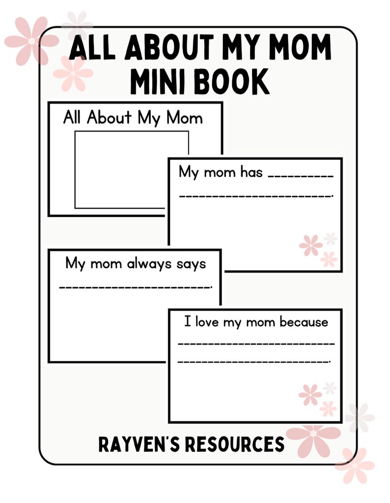 Mother's Day All About My Mom Mini Book K/1st Grade Writing - Etsy