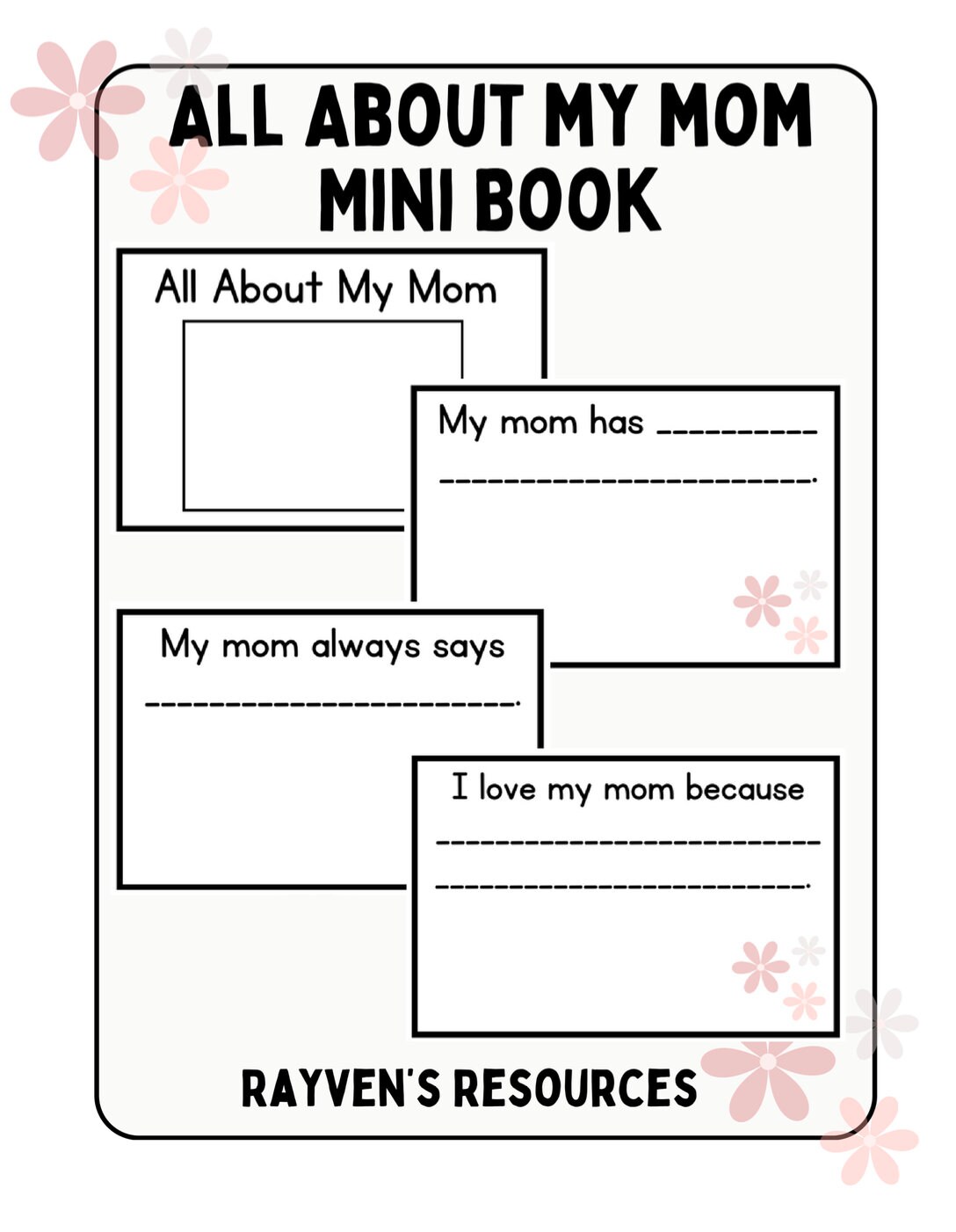 Mother's Day All About My Mom Mini Book K/1st Grade Writing - Etsy