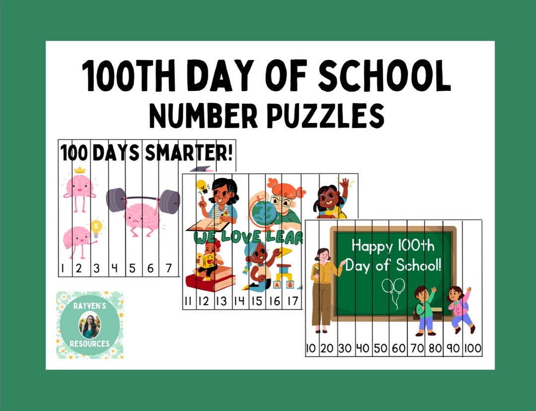 100th Day of School Number Puzzles! 1-10, 11-20, 10-100 - Ordering ...