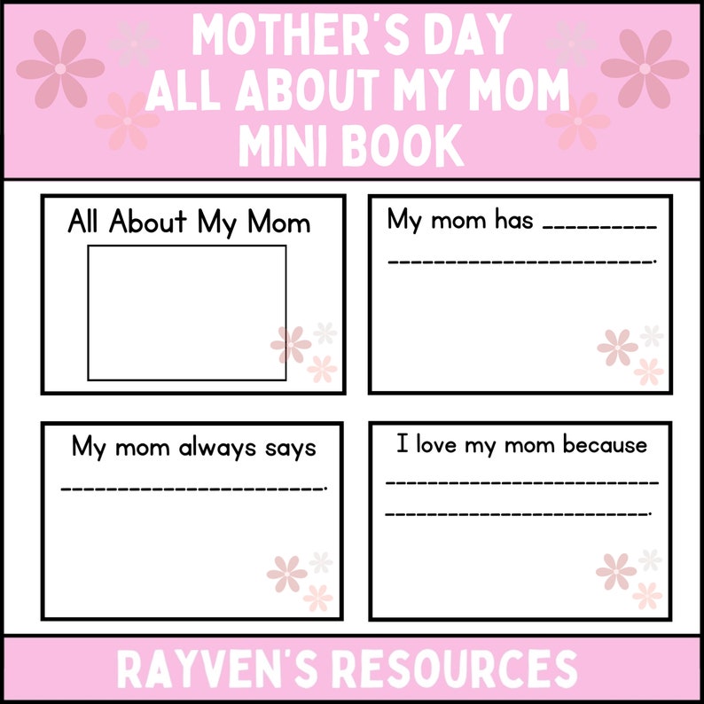 Mother's Day All About My Mom Mini Book K/1st Grade Writing - Etsy