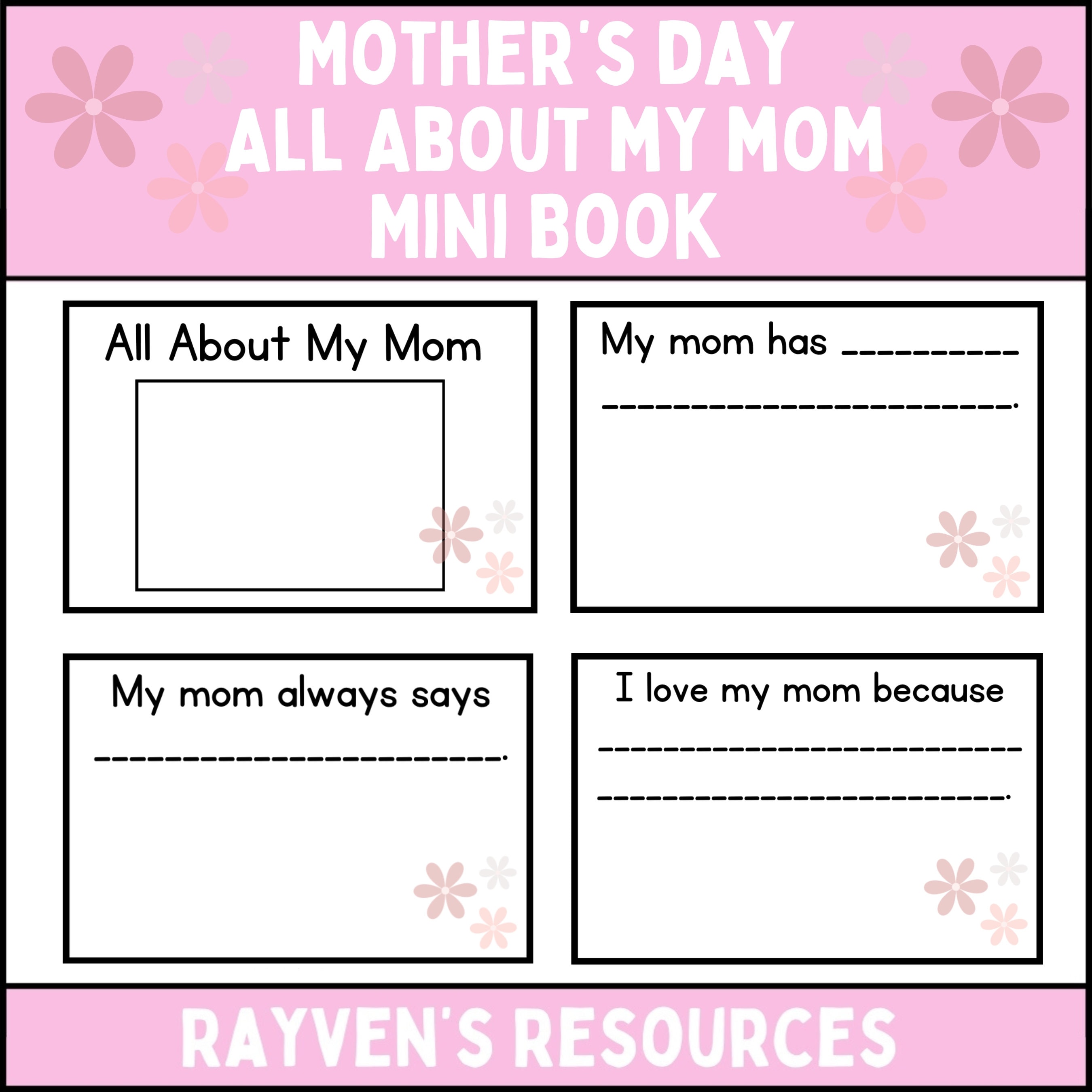 Mother's Day All About My Mom Mini Book K/1st Grade Writing - Etsy