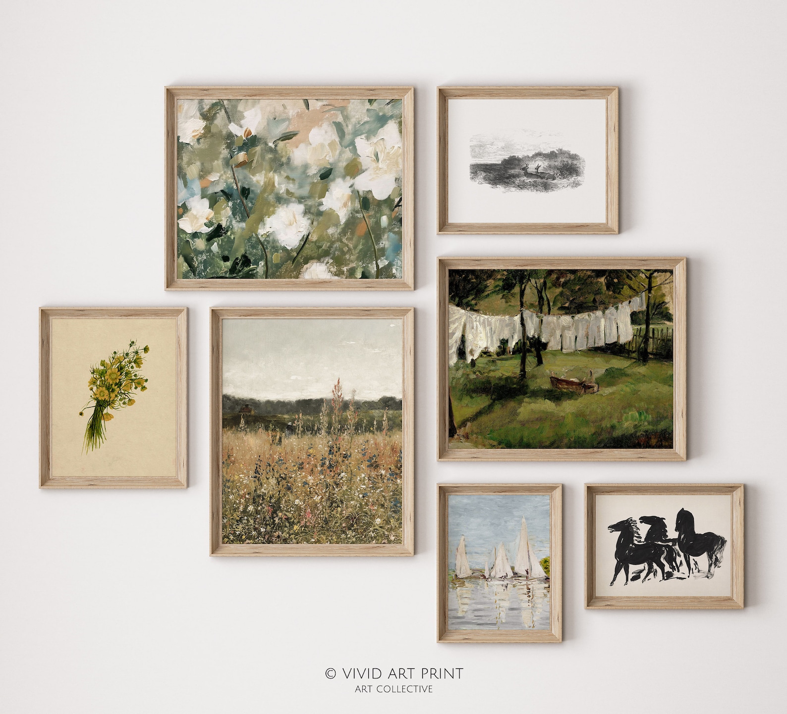 PRINTABLE Vintage Gallery Art Set of 7 Digital Downloadable Home Decor ...