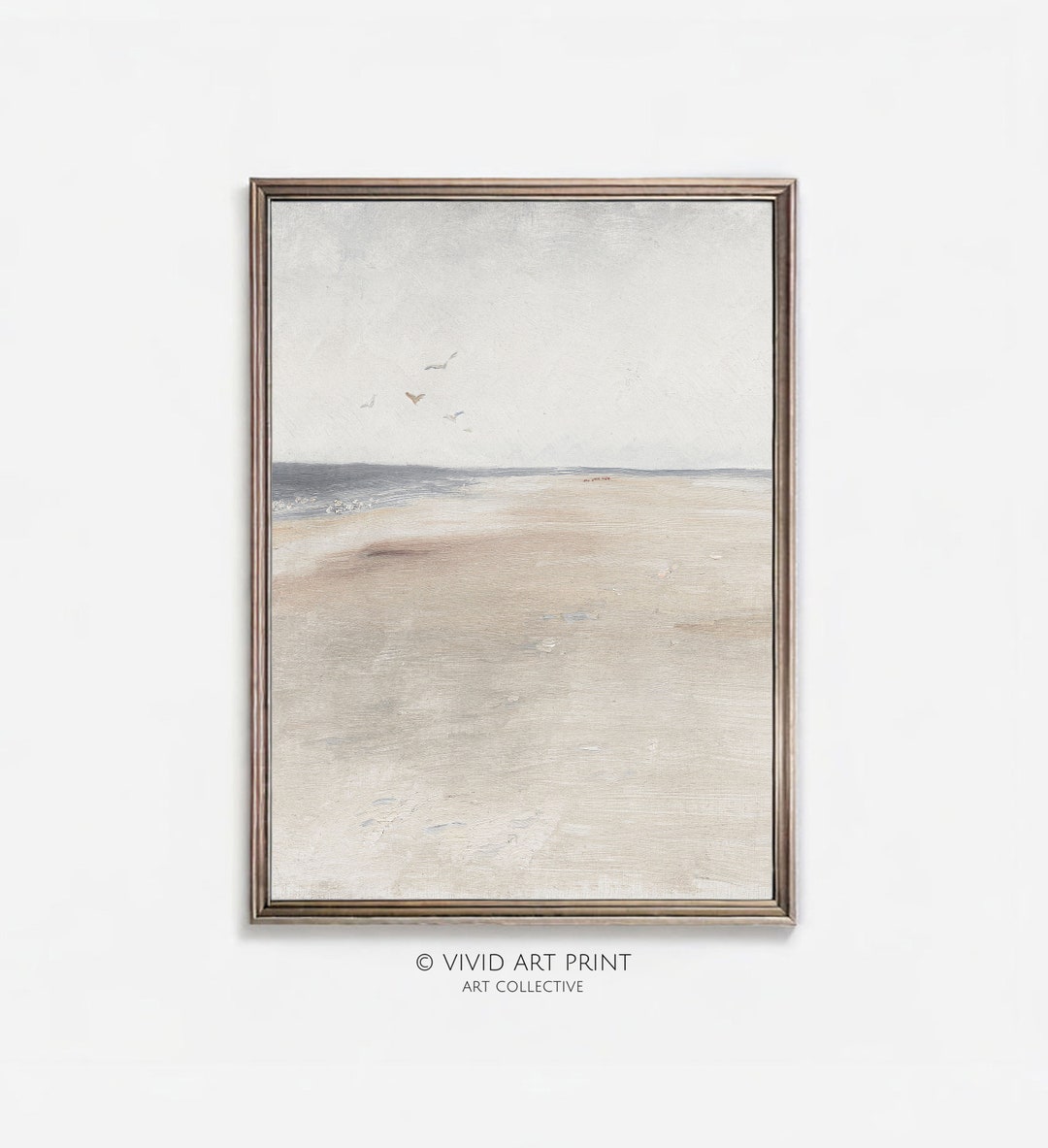 Sandy Beach Seascape Print: Muted Coastal Art (digital Download) - Etsy
