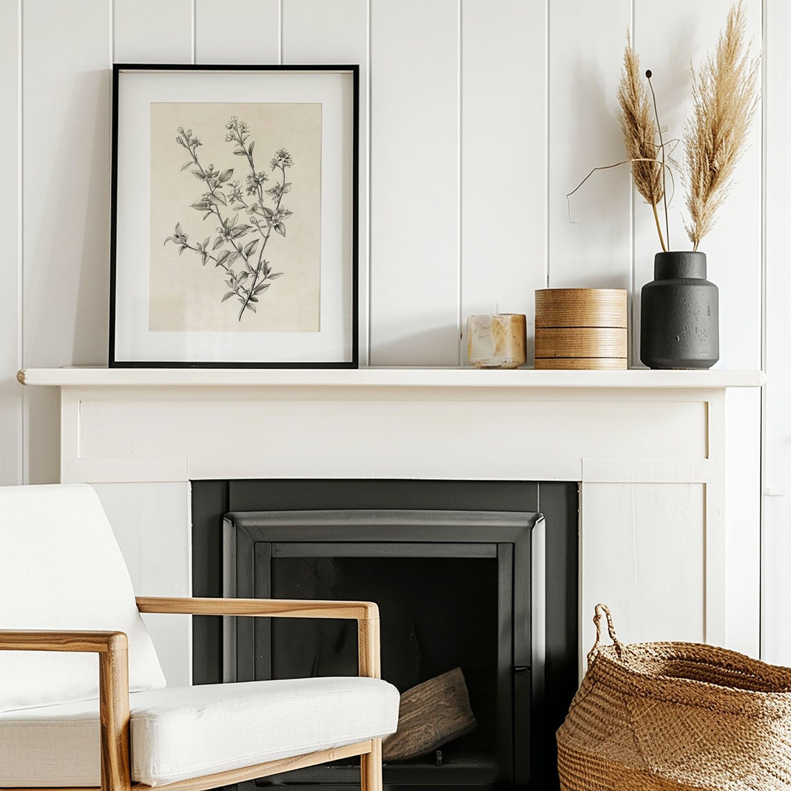 Botanical Antique Drawing Printable Art floral Elegy Minimal Flower ...