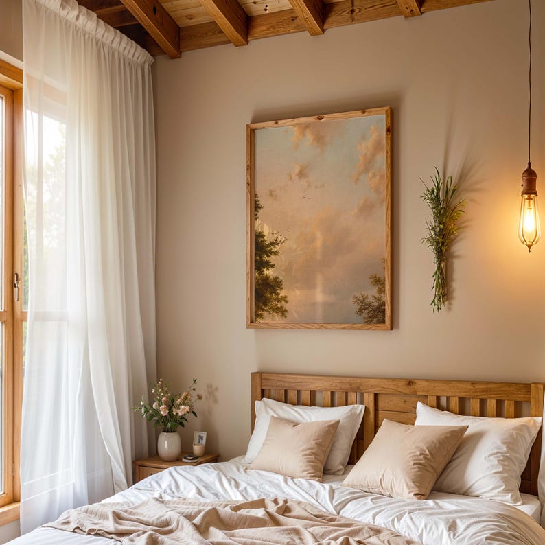 PRINTABLE Romantic Sunset Art | Vintage Landscape Cloud Painting ...