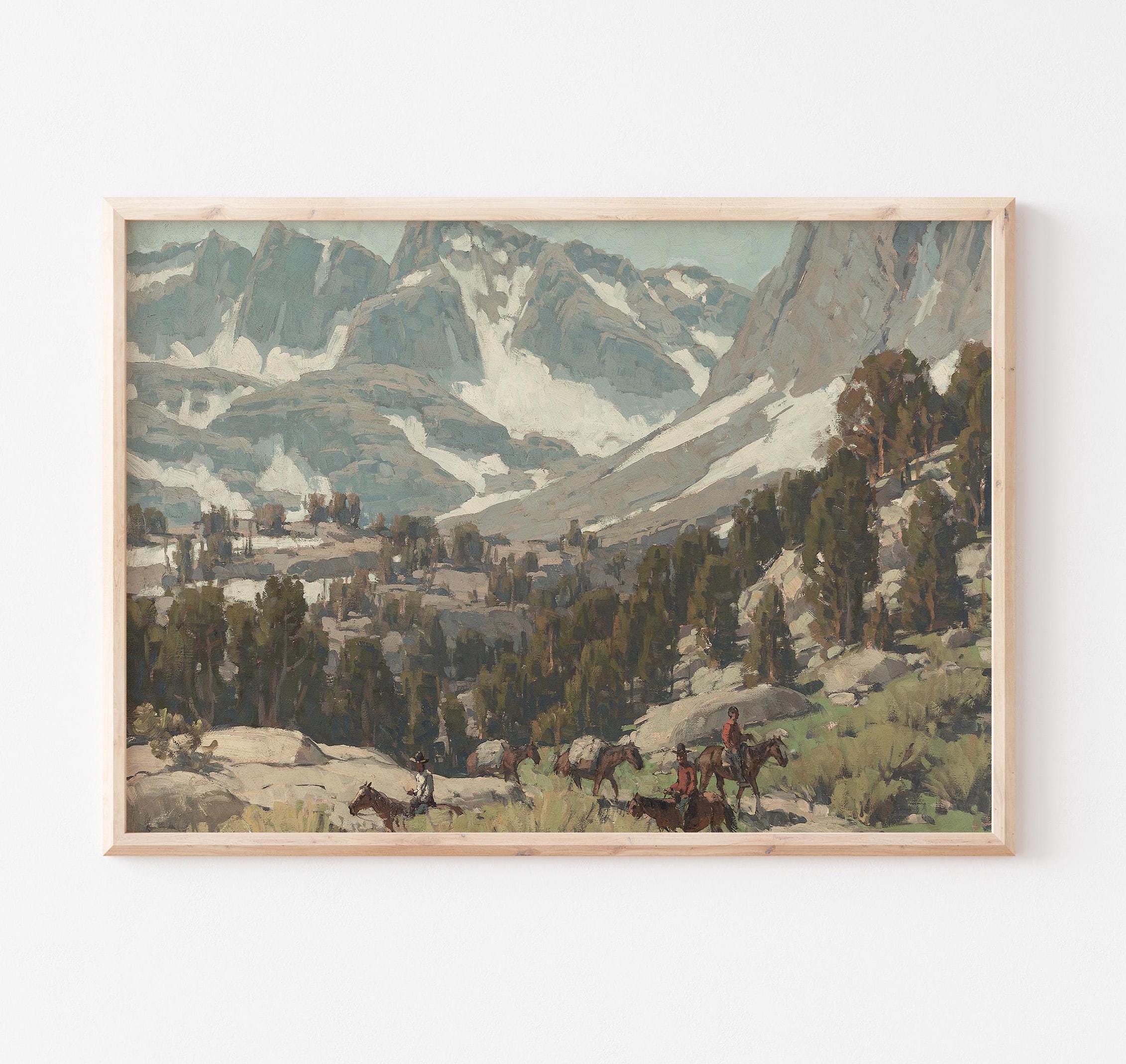 PRINTABLE Vintage Western Cowboys Landscape Fine Art | Cottagecore ...