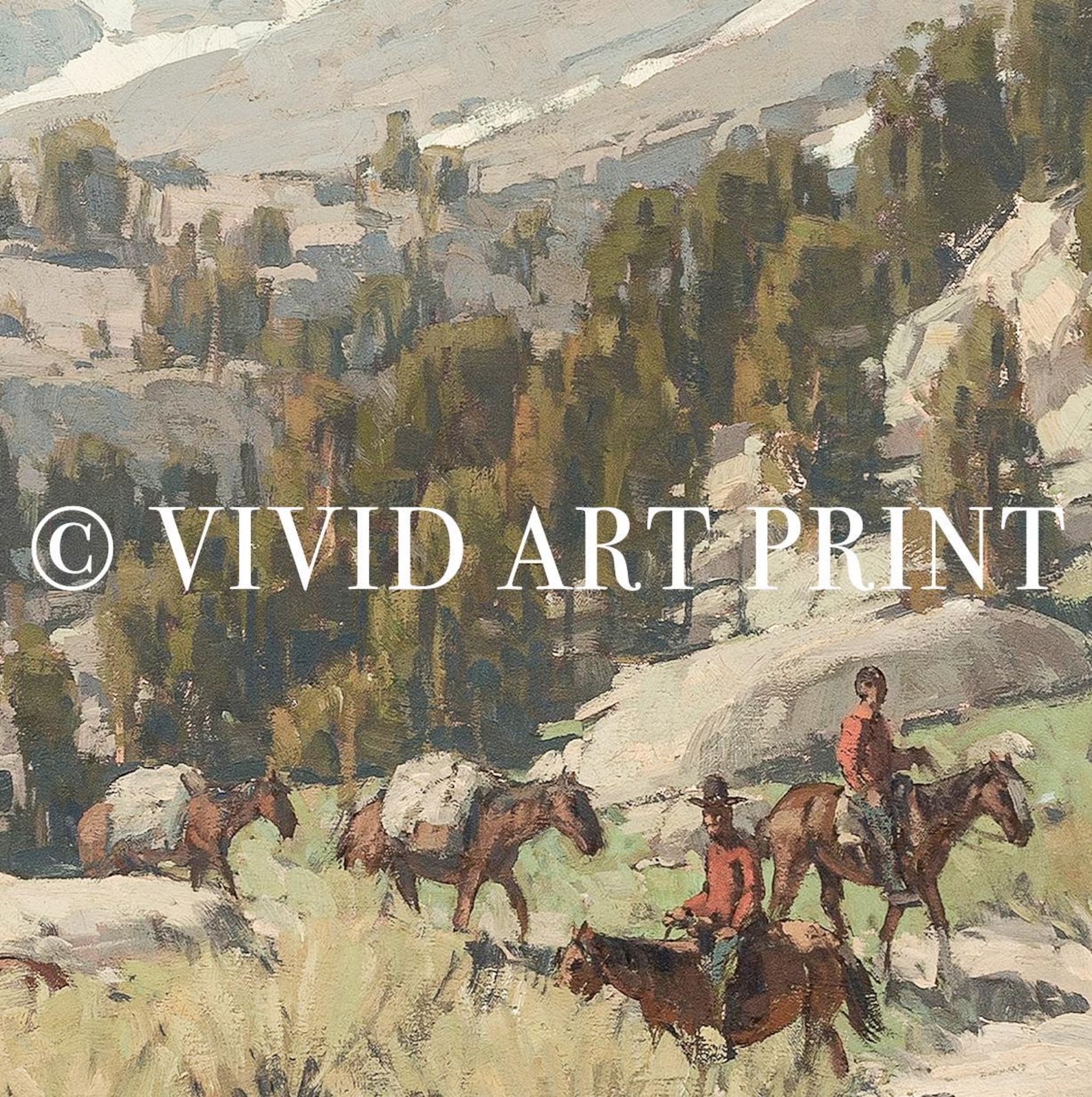 PRINTABLE Vintage Western Cowboys Landscape Fine Art | Cottagecore ...
