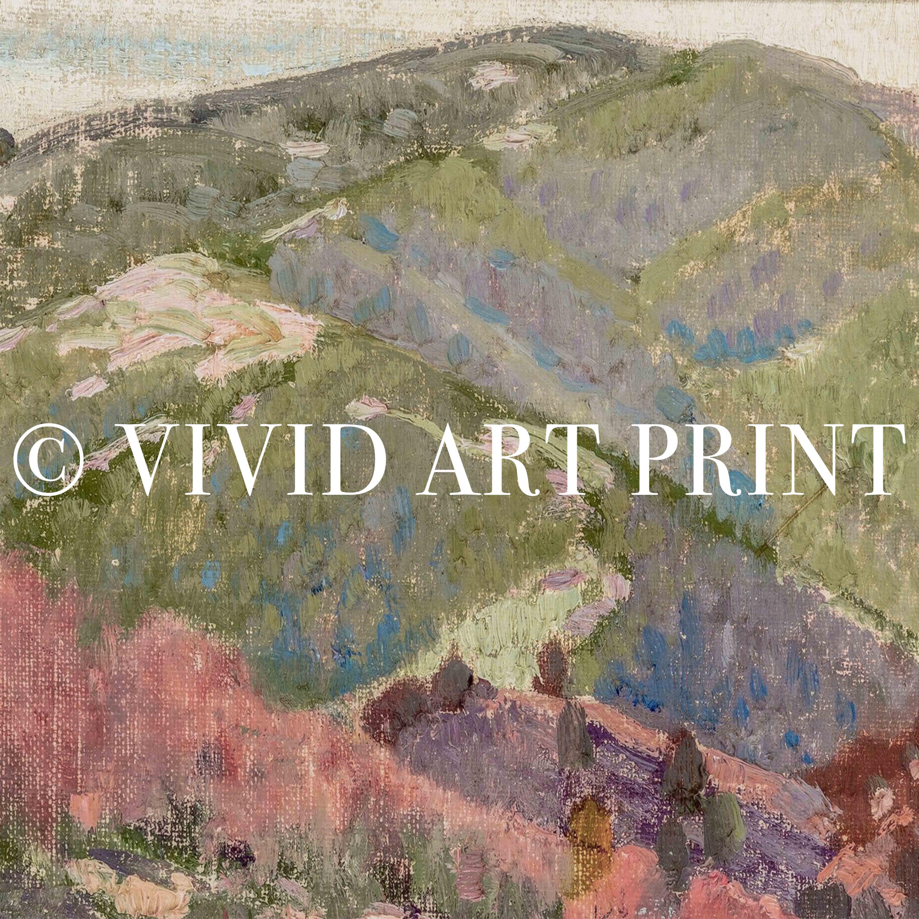Abstract Mountain Landscape PRINTABLE Wall Art | Vintage Pastel Hills ...
