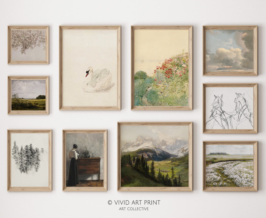 Vintage PRINTABLE Art Gallery Set of 10 Digital Downloadable Home Decor ...