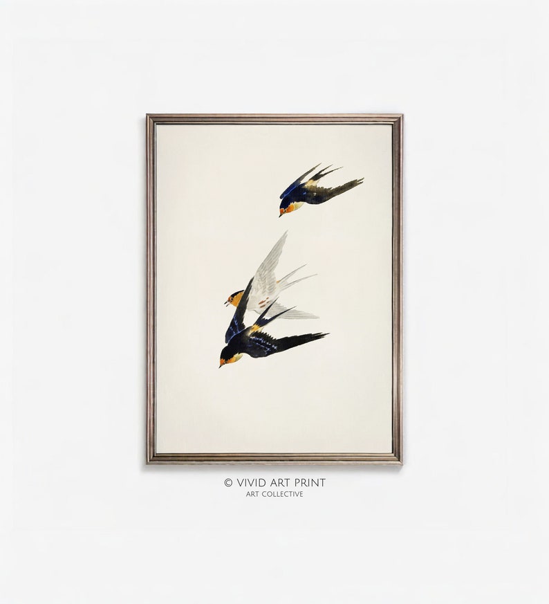 Vintage Bird PRINTABLE Art "three Swallows" Nursery Printable Digital ...