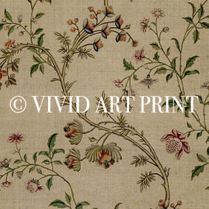 Antique Silk Textile Design PRINTABLE Wall Art | Vintage Neutral Vines ...
